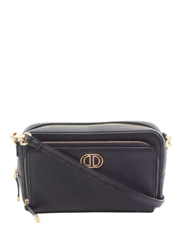 Dior 2020-2026 Grained Calfskin Caro Double Pouch Crossbody Bag - Black