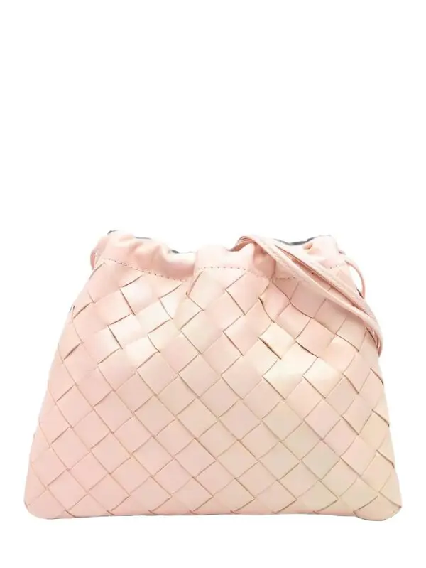 Bottega Veneta 2012-2026 Small Nappa Intrecciato Dustbag Drawstring Crossbody Bag - Pink