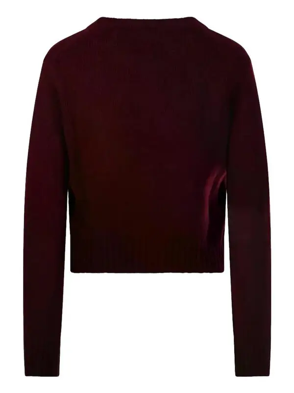 BEYOU Ribbed Knit Round-neck Sweater - Red