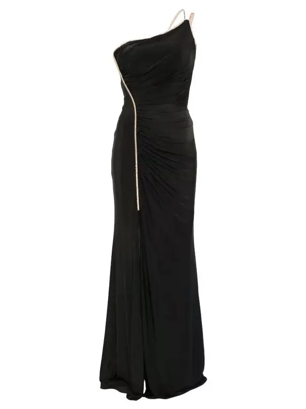 FOREVER UNIQUE Isla Crystal-embellished One-shoulder Maxi Dress - Black