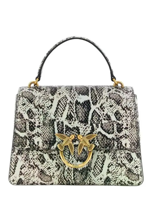 Pinko Love Bag Python-effect Leather Handbag - Grey