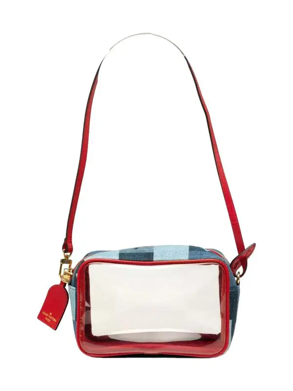 LOUIS VUITTON 2019 Monogram Denim Patchwork Beach Pouch Shoulder Bag - Blue