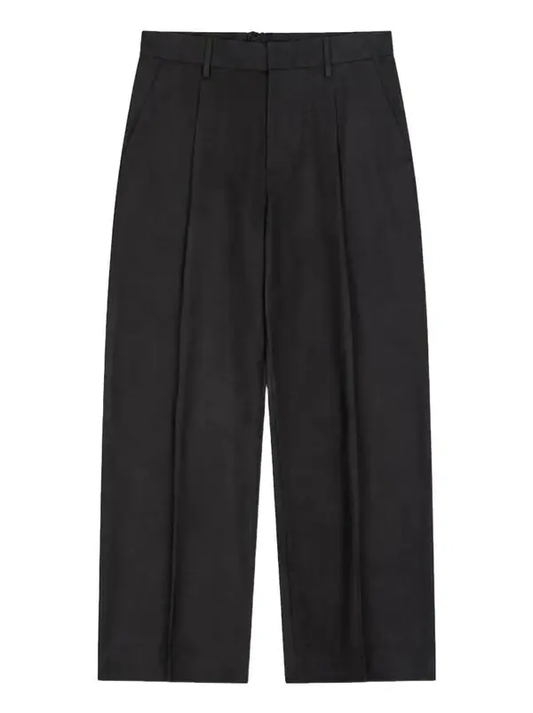 LANEUS Belt-loop Pleated Trousers - Black