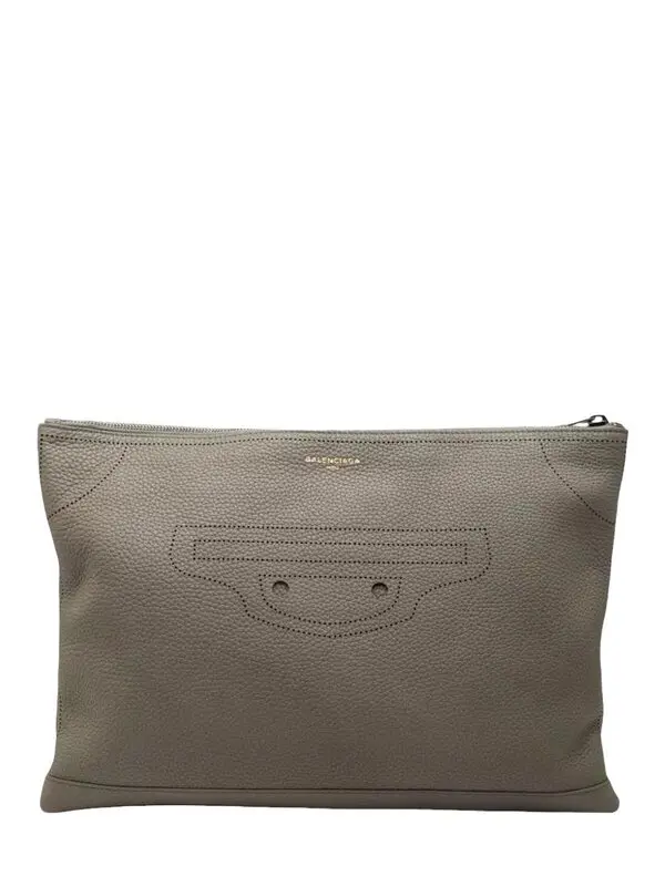 Balenciaga 2017 Calfskin Motocross Blackout Clutch Bag - Brown