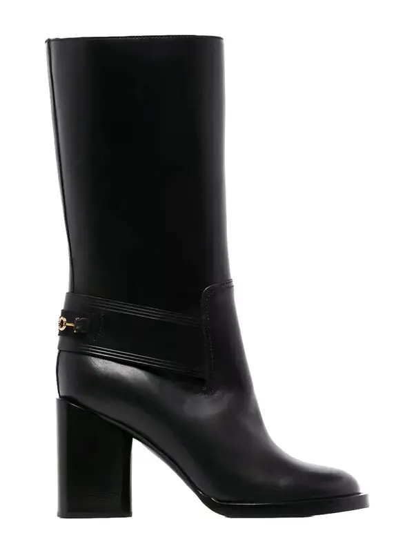 FERRAGAMO Gancio Detail Block Heel Boots - Black