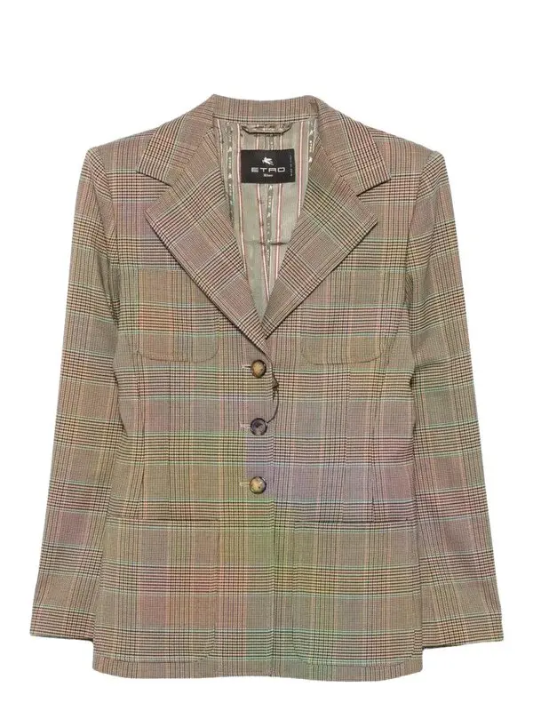Etro Check-pattern Wool Blazer - Brown
