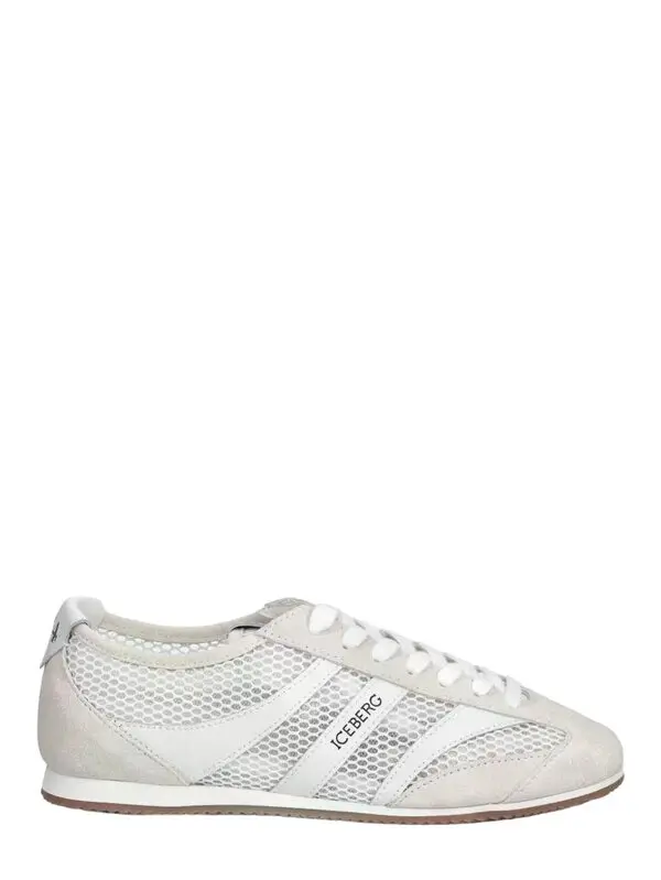 Iceberg Mesh-panelled Suede Sneakers - White
