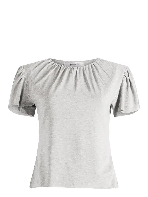 Gimaguas Bombi Gathered Neckline Top With Flowy Sleeves - Grey