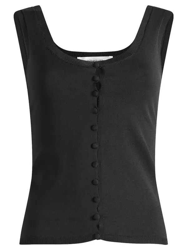 Gimaguas Oscar Button-front Ribbed Knit Tank - Black
