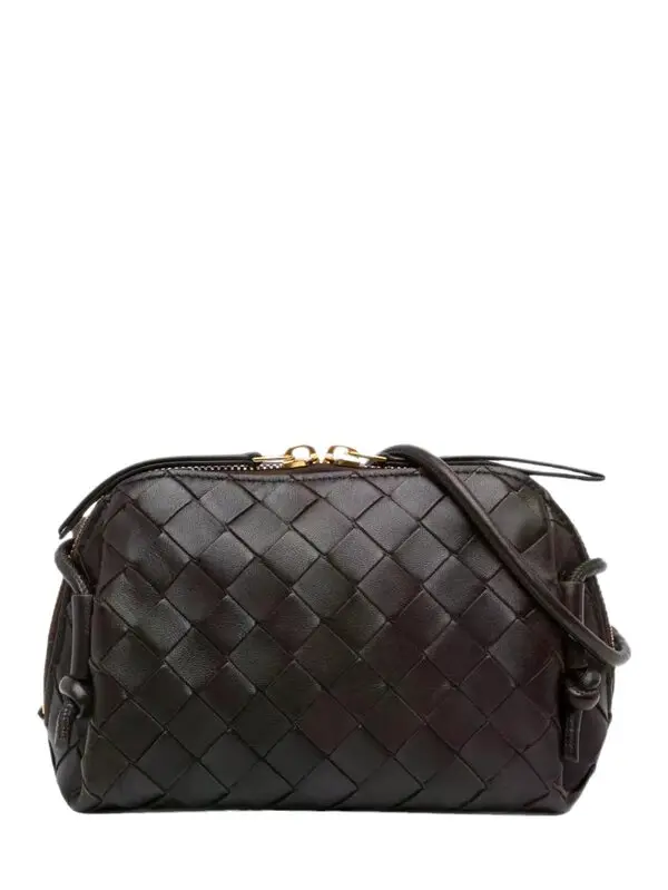 Bottega Veneta Mini Lambskin Intrecciato Loop Camera Bag - Brown