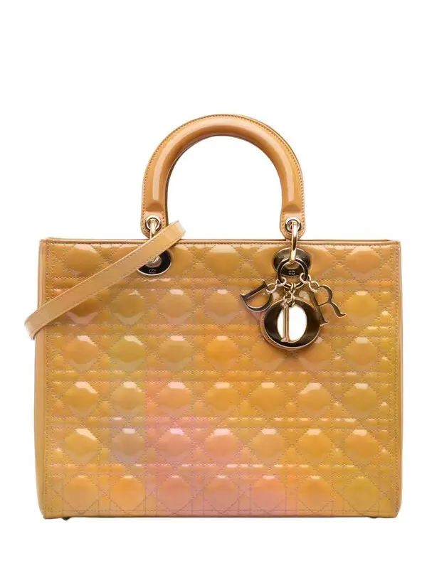 Dior 2012 Large Patent Cannage Lady Satchel - Neutrals