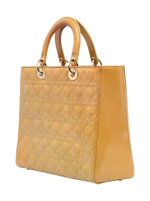 Dior 2012 Large Patent Cannage Lady Satchel - Neutrals