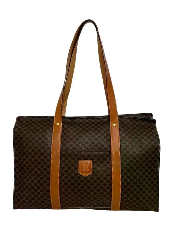 Celine 1990-2000 Macadam Coated Canvas Tote Bag - Brown