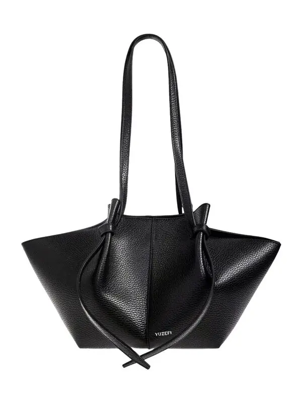 Yuzefi Mochi Knotted Leather Satchel Bag - Black
