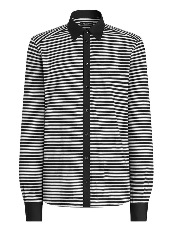 Dolce & Gabbana Striped Jersey Gold-shape Shirt - Black
