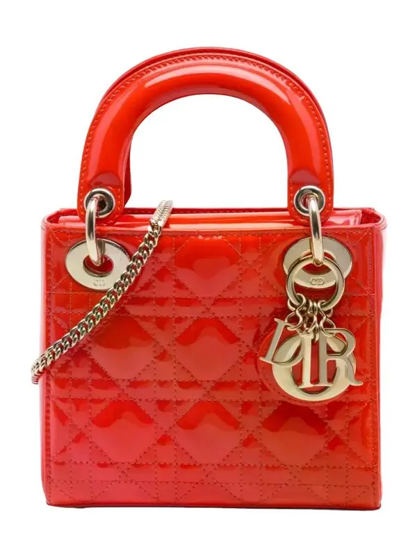 Dior Mini Patent Cannage Lady Satchel - Orange