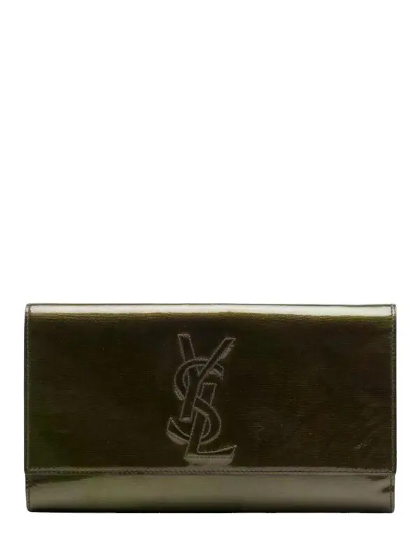 Saint Laurent Patent Leather Belle De Jour Clutch Bag - Green