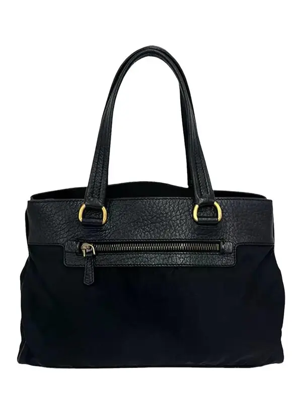 Prada Tessuto And Vitello Daino Tote Bag - Black