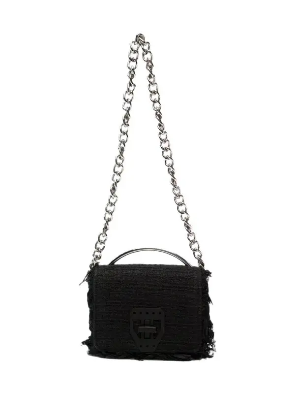MSGM Bouclé Frayed-edge Mini Shoulder Bag - Black