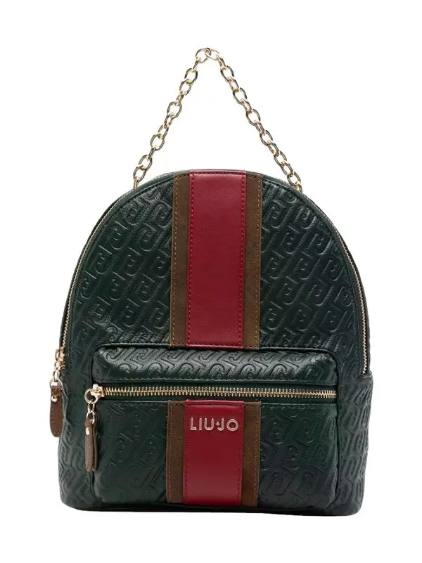 Liu Jo Monogram Embossed Stripe Detail Backpack - Green