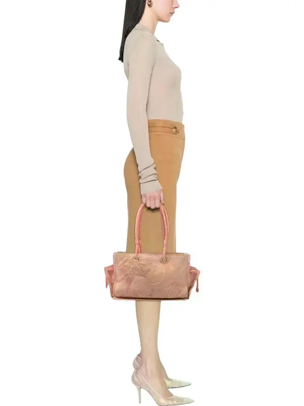 Loewe Suede Crown Logo Shopper Tote Bag - Pink