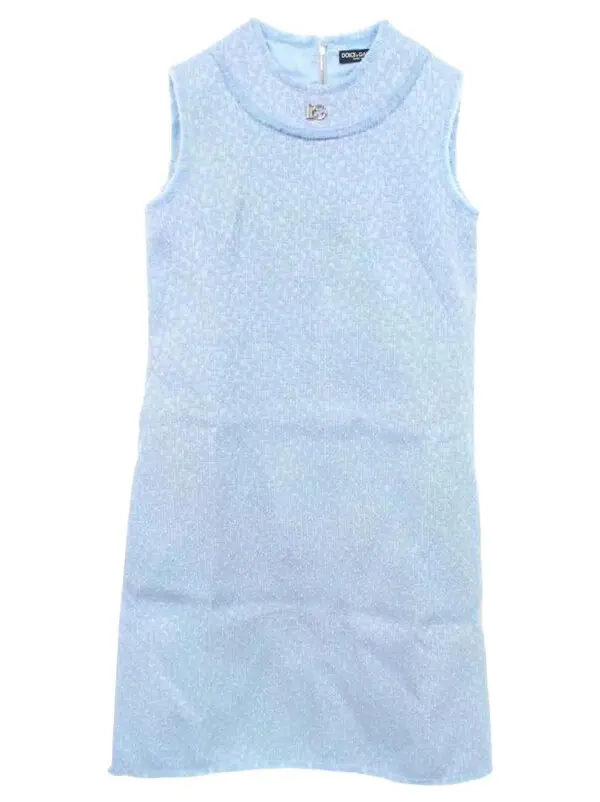Dolce & Gabbana 2020s Dg-logo Tweed Mini Dress - Blue