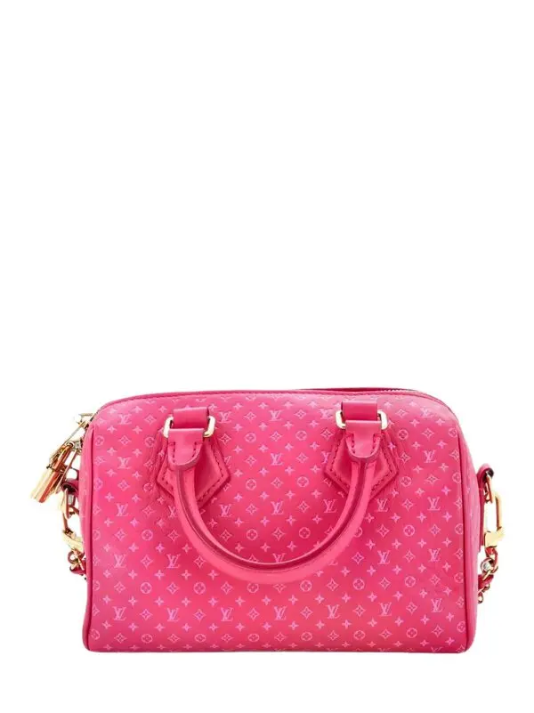 LOUIS VUITTON Speedy Bandouliere Bag Nanogram Embossed Leather 20 Satchel - Pink