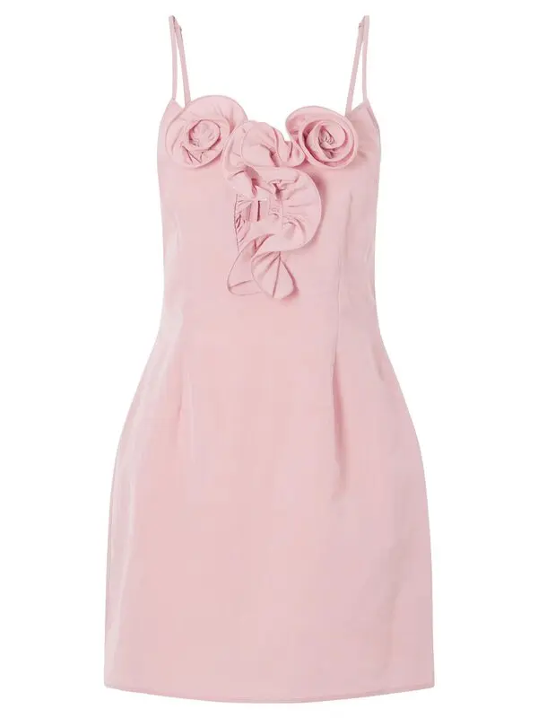 Magda Butrym Ruffled Cotton And Silk-blend Mini Dress - Pink