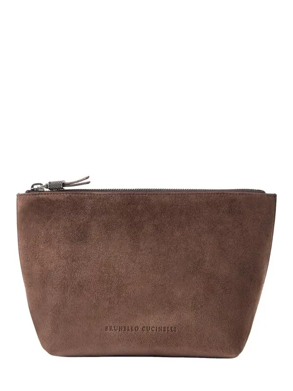 Brunello Cucinelli Suede Cosmetic Case - Brown
