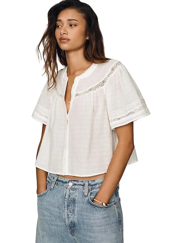 Paige Pasadena Blouse With Lace Inserts - White