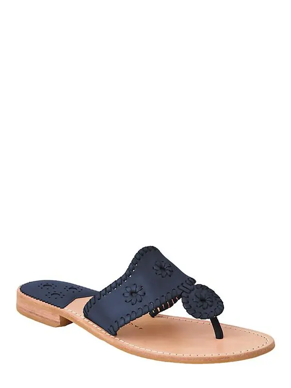 Lilly Pulitzer® Jack Rogers Jacks Leather Flat Sandal - Navy