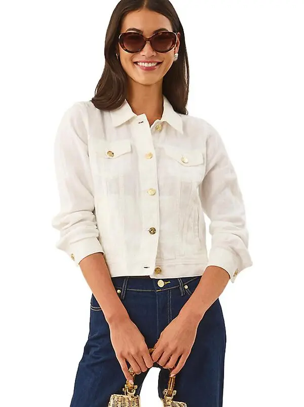Lilly Pulitzer® Seaspray Linen Jacket - White