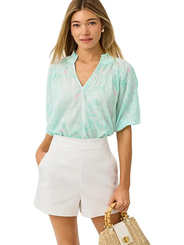 Lilly Pulitzer® Lourdes Short Sleeve Top - Mint Condition Fantastical