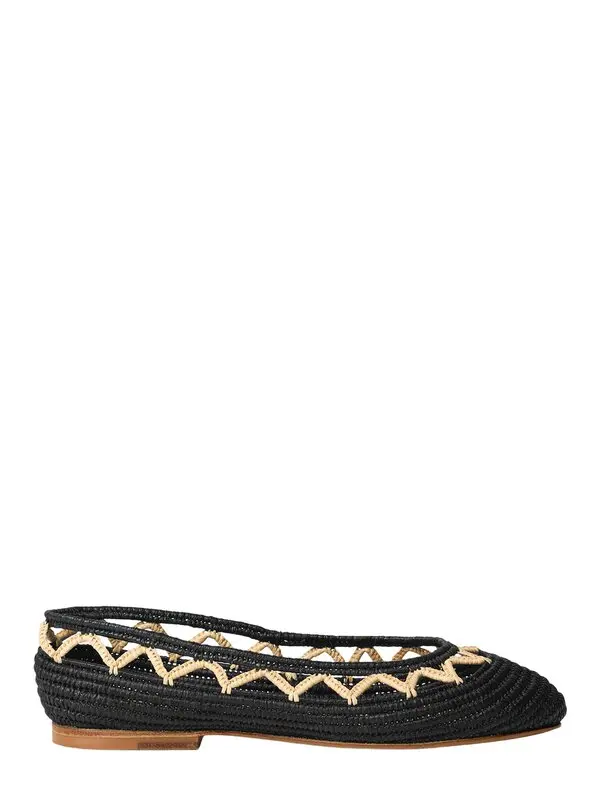 ODISSI Bea Rafia Ballet Flats - Black