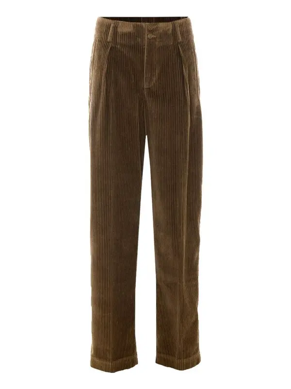 Etro Velvet Pants With Pegaso Buttons - Brown