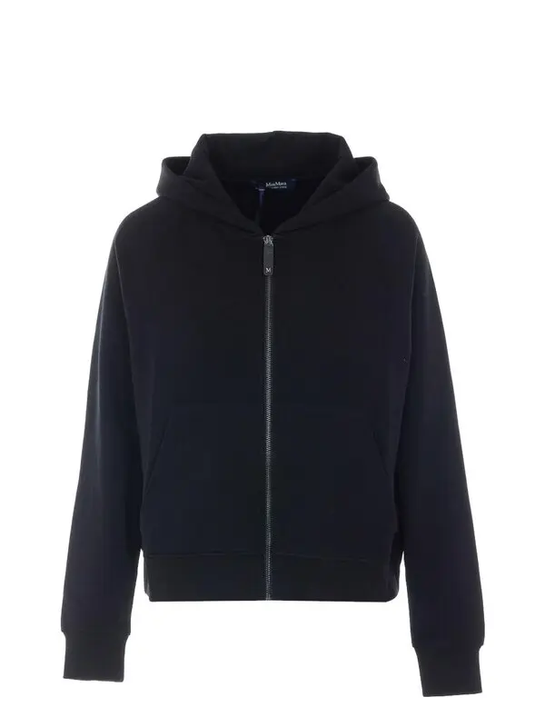 Max Mara Embroidered Logo Zip-up Hoodie - Black