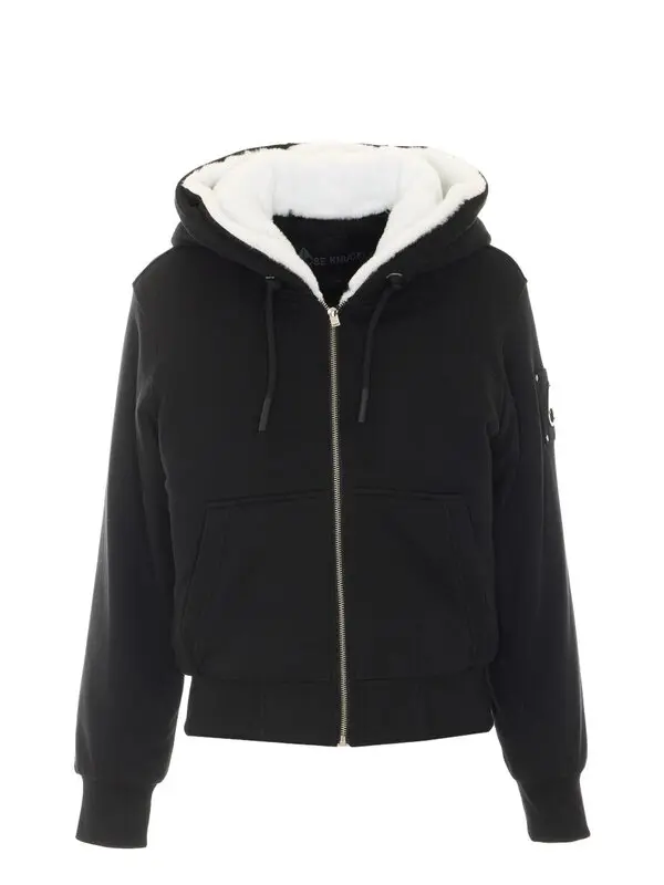 Moose Knuckles Classic Bunny Zip Hoodie With Shearling Detail - Black