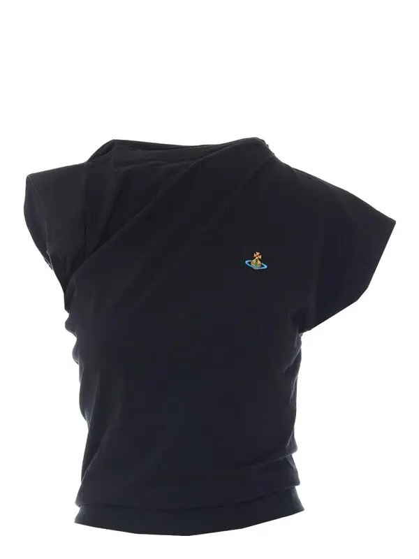 VIVIENNE WESTWOOD Cotton Draped Short-sleeve Top - Black