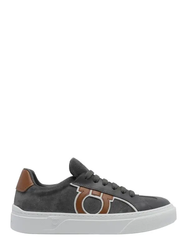 FERRAGAMO Gancini Suede Sneakers - Gray