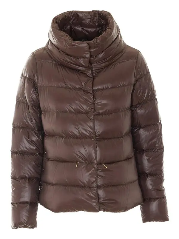 Herno Light Down Jacket With High Neck - Brown