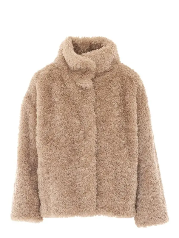 Herno Teddy Effect Faux Fur Coat - Cream