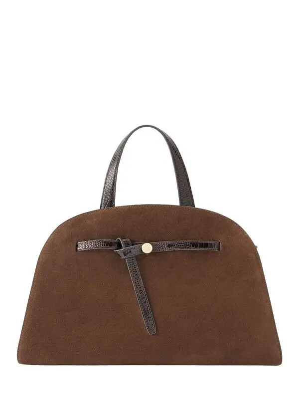 Tory Burch Romy Bauletto Suede Tote With Leather Trim - Brown
