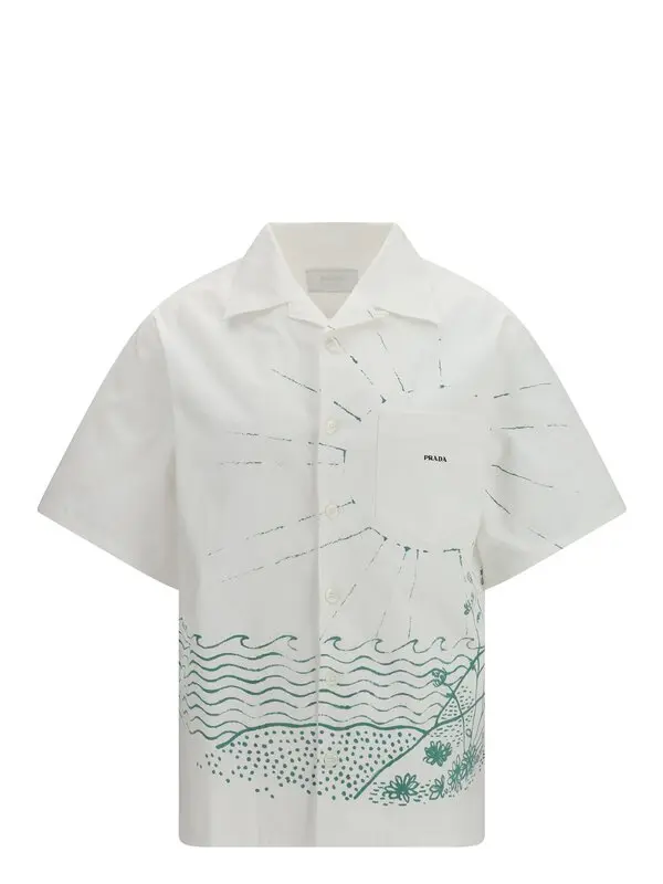 Prada Oversized Wave Print Shirt - White