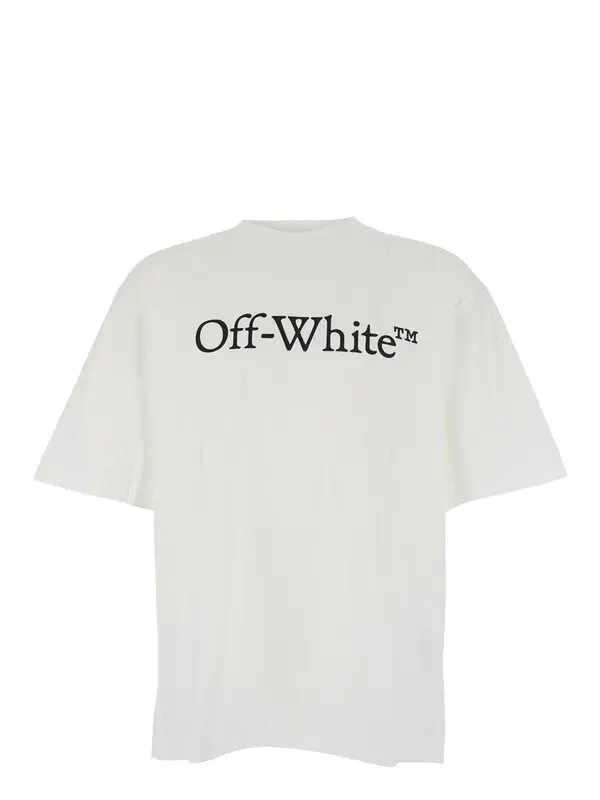 Off-White Oversized T-shirt With Contrast Logo Lettering Print In Cotton For - White