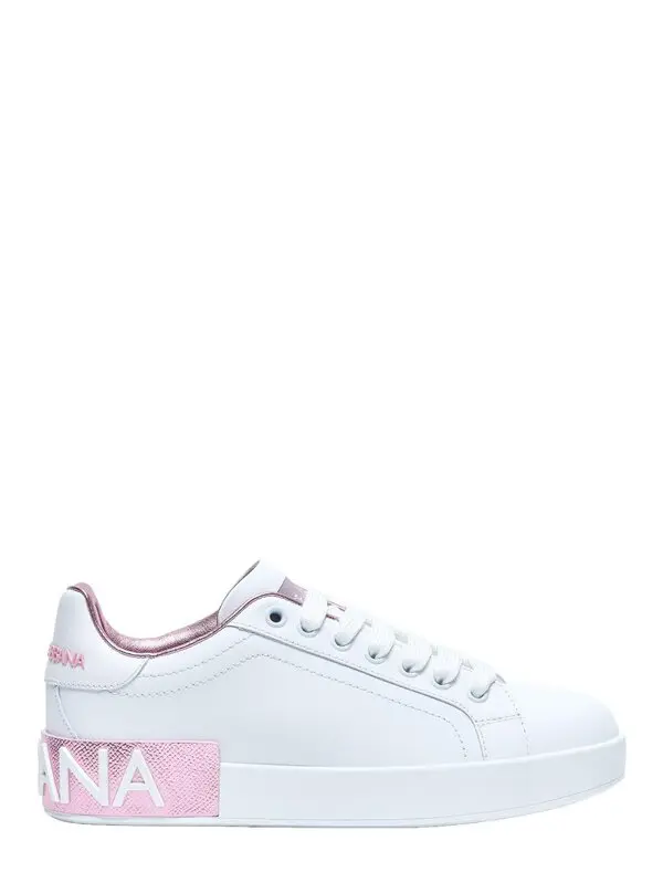 Dolce & Gabbana Portofino Leather Sneakers - Pink