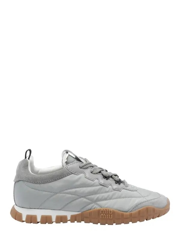 Miu Miu Fabric And Calf Leather Low Top Sneakers - Gray