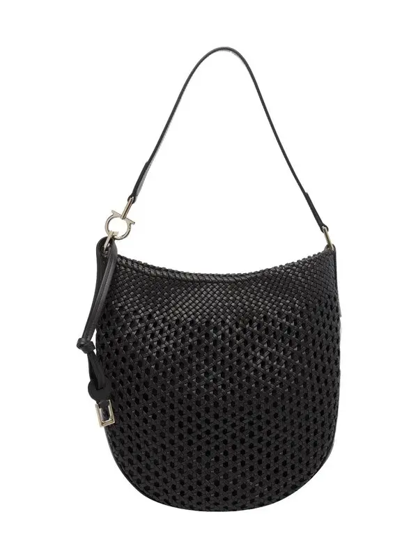 FERRAGAMO Medium Hobo Bag With Gancio Logo - Brown