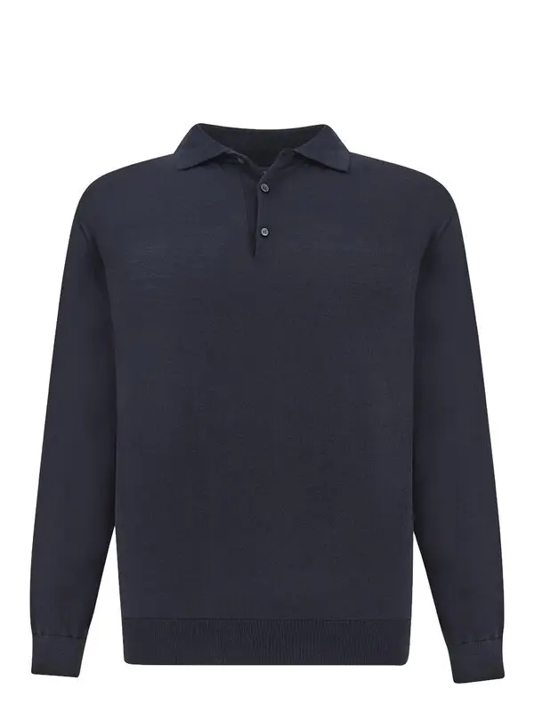 Paul & Shark Polo Shirt In 140's Superfine Merino Wool - Blue