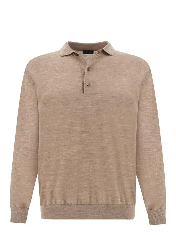 Paul & Shark Polo Shirt In 140's Superfine Merino Wool - Humus