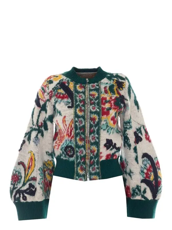 Sacai Floral Jacquard Knit Blouson - Multicolor